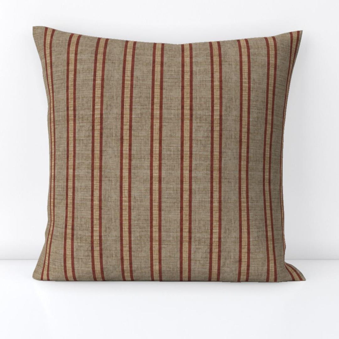 Rustic Red Throw Pillow - Rustic Farmhouse Neutral Faux Linen ...