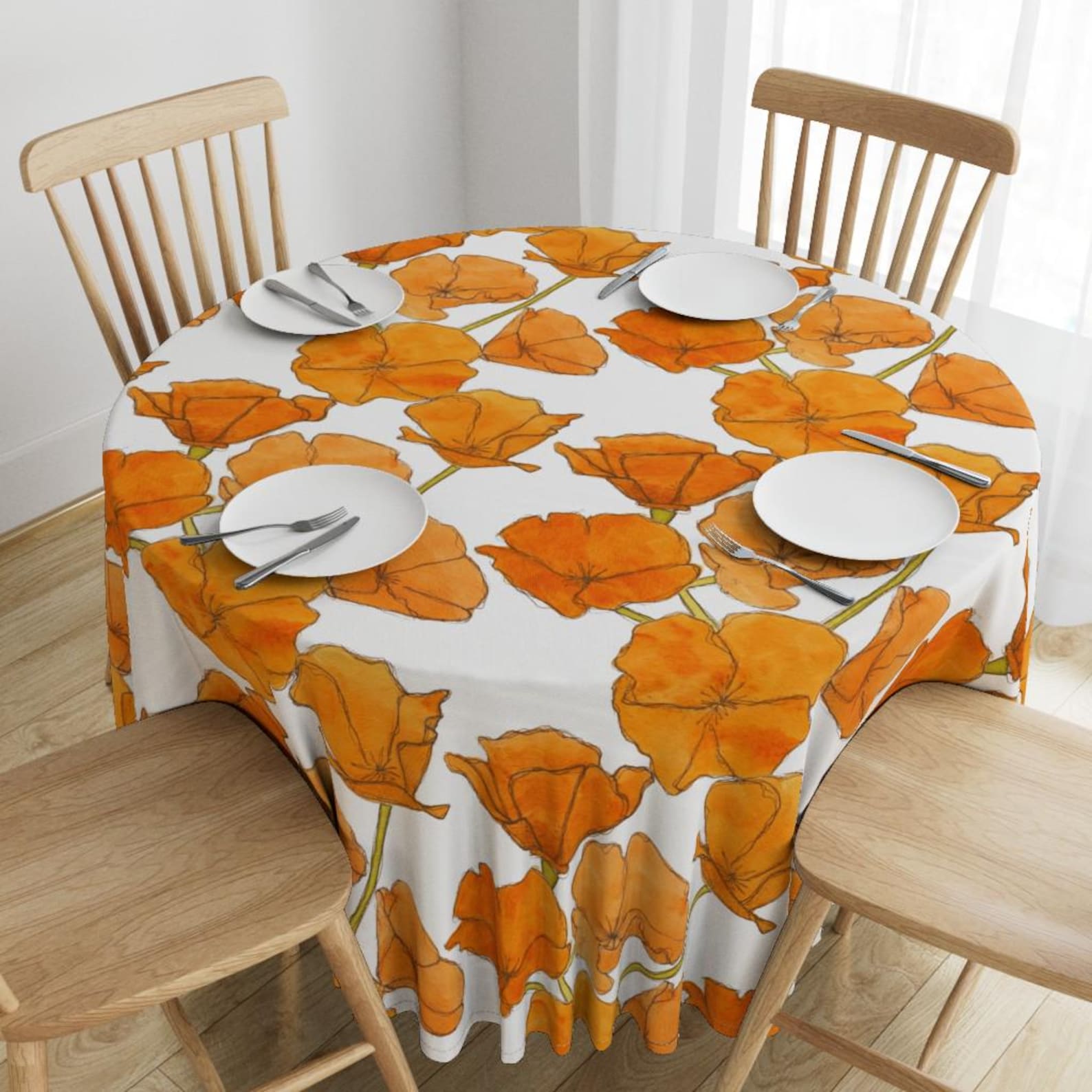 California Poppy Tablecloth - Poppy Large Scale by Studiodena ...