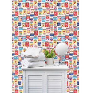 Retro Kitchen Non-pasted Wallpaper - Vintage Canned Goods by Whimsical ...