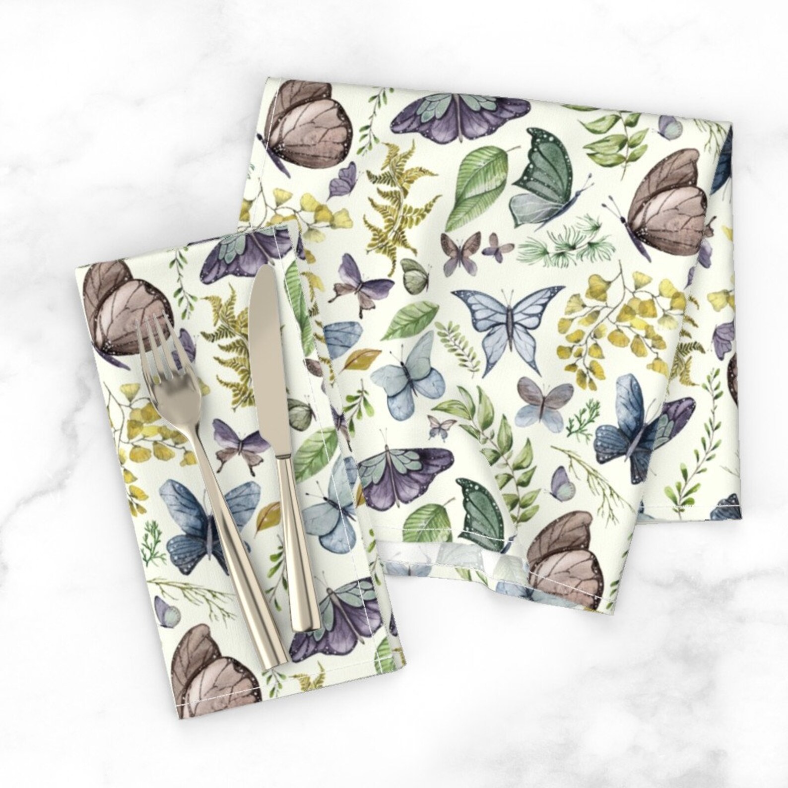 Butterflies Dinner Napkins set of 2 Butterfly Meadow by | Etsy