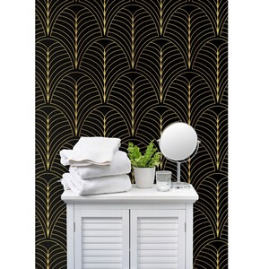 Art Deco Scallops Non-pasted Wallpaper Art Nouveau 1920s Inspired - Art ...