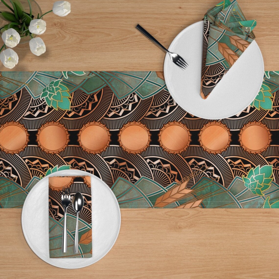 Art Deco Table Runner Deco Hops and Barley by Ghouk Faux - Etsy