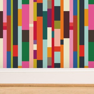 Retro Color Blocking Non-pasted Wallpaper Colorful Mod Midcentury ...