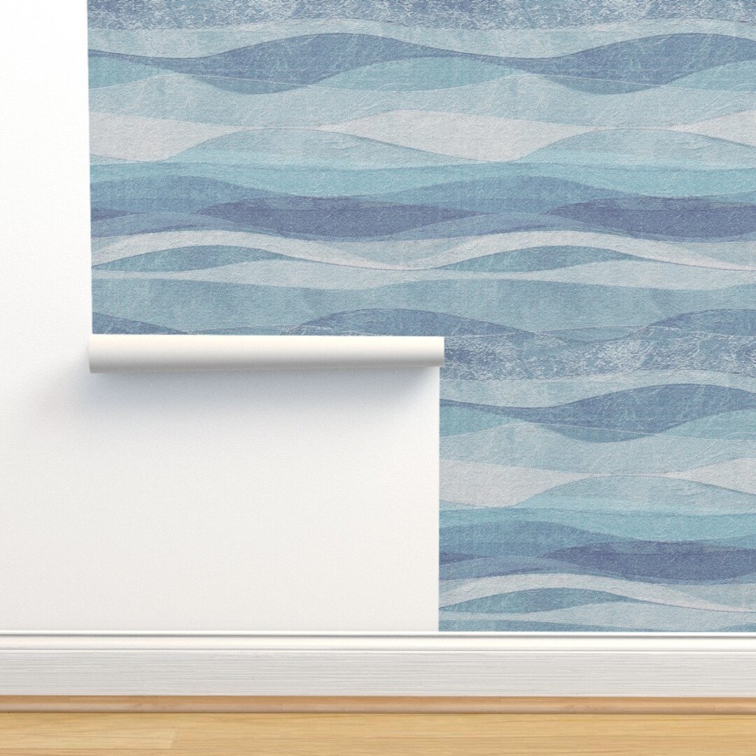 Abstract Ocean Wave Non-pasted Wallpaper - Wave Sky Blue by Wren ...