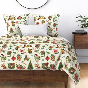Vintage Christmas Bedding Retro Christmas by Red_raspberry_design Deer ...