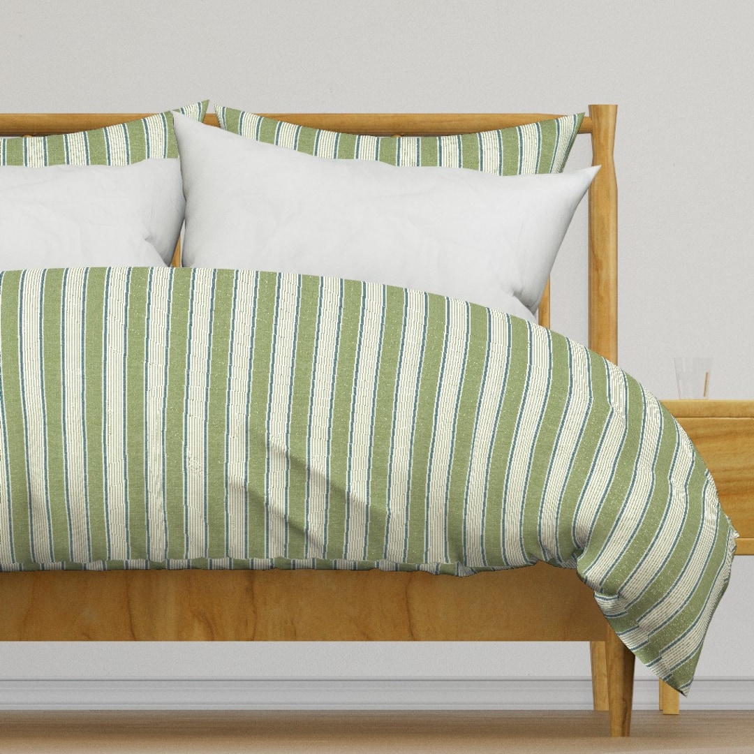 Ticking Bedding Greenery Stripe by Melissahyattfabrics Striped Vertical ...