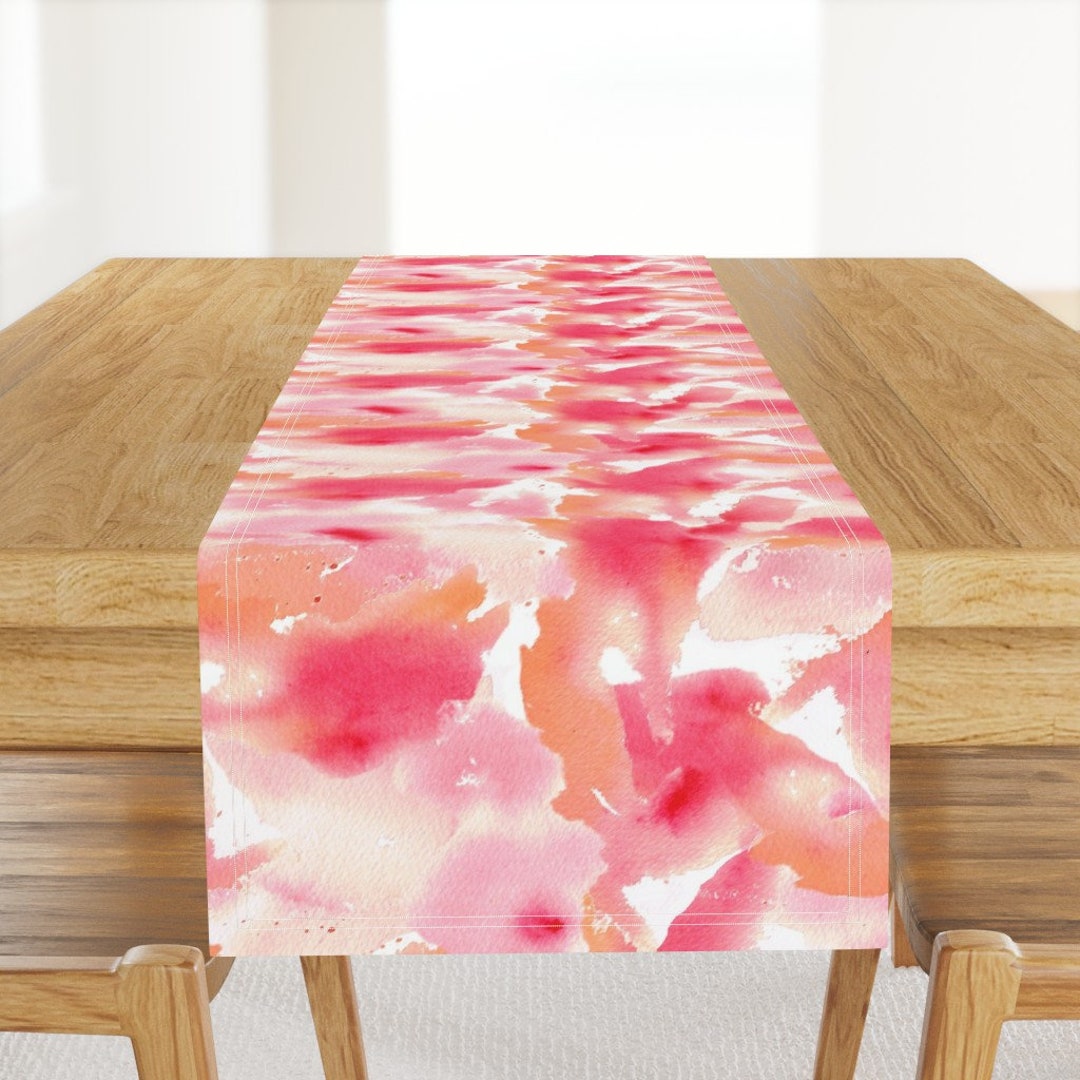 Abstract Table Runner Texas Modern Sunset by Jacinda Painterly Pink ...