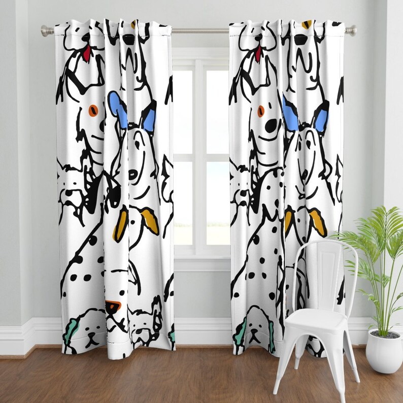 Dogs Curtain Panel Color Pop Dogs by Cooper&craft Puppy - Etsy