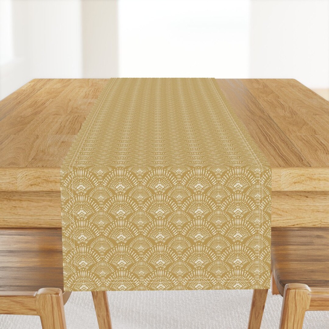 Art Deco Table Runner - 6" Gold Boho Print by Shopcabin - Gold Mustard ...
