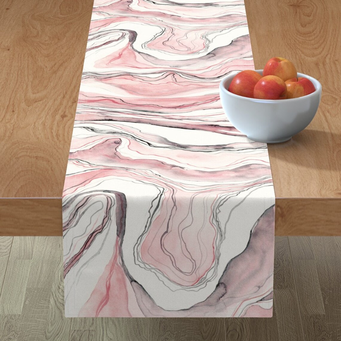 Marble Table Runner Rose Marble Watercolor Stone by | Etsy