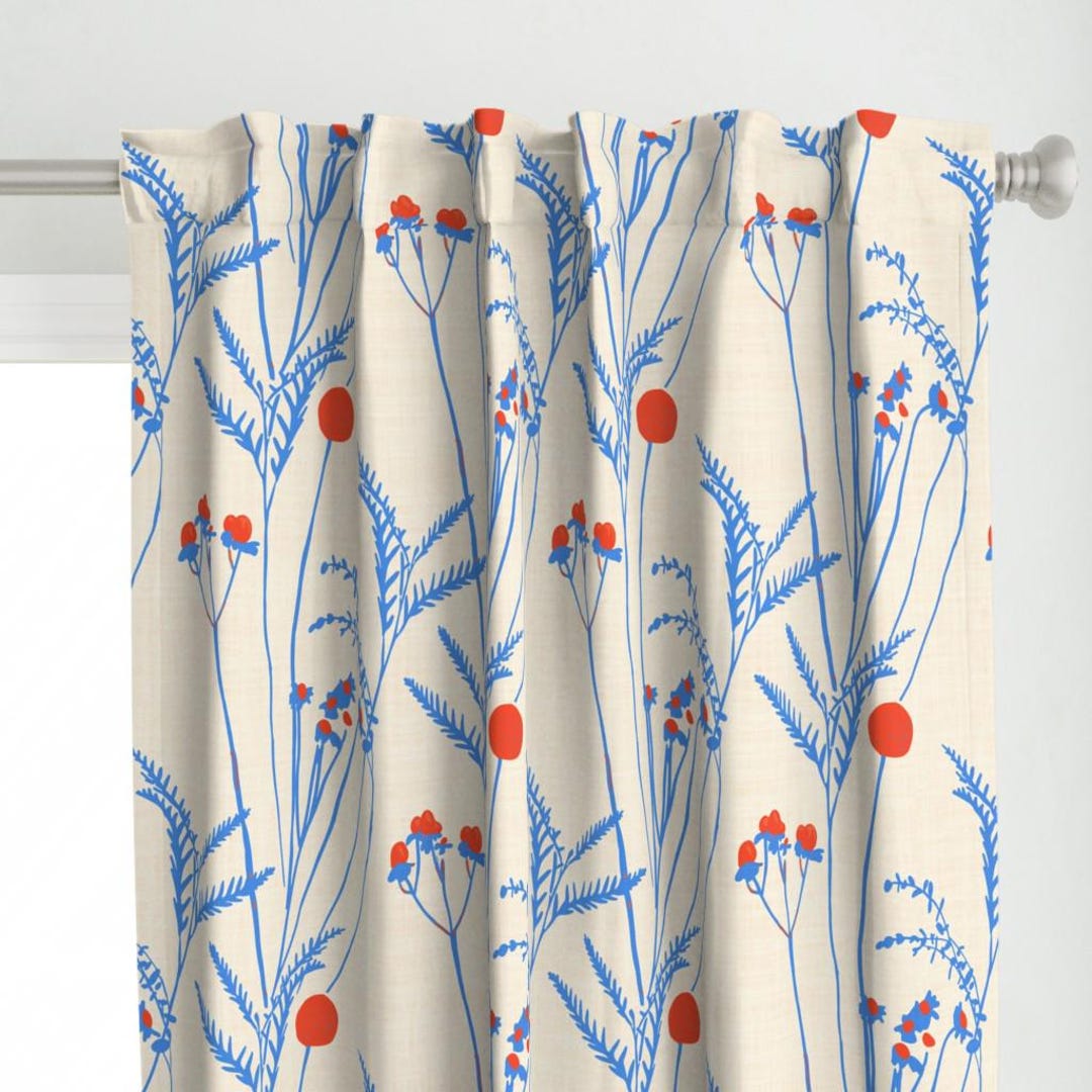 Elegant Boho Floral Curtain Panel - Americana Bohemian Xl Scale Red ...