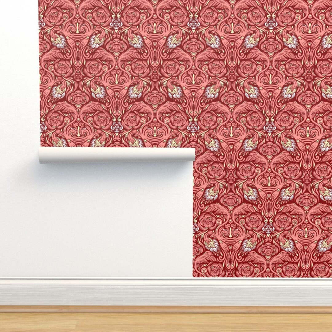 Fertility Damask Non-pasted Wallpaper - Feminine Damask by Carolynquan ...