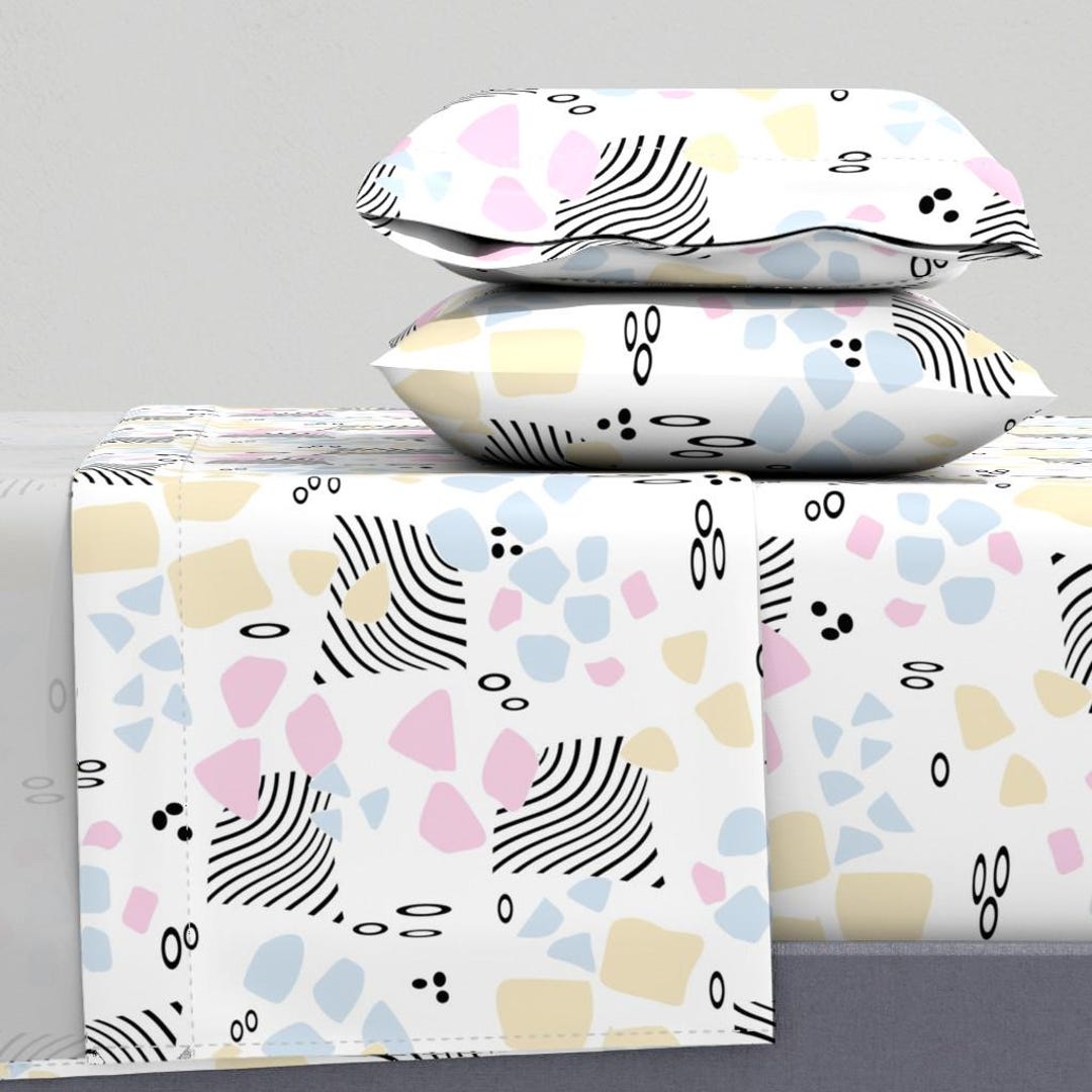Pastel Geometric Sheets - Memphis Pastel Abstract by Fuzzyfox ...
