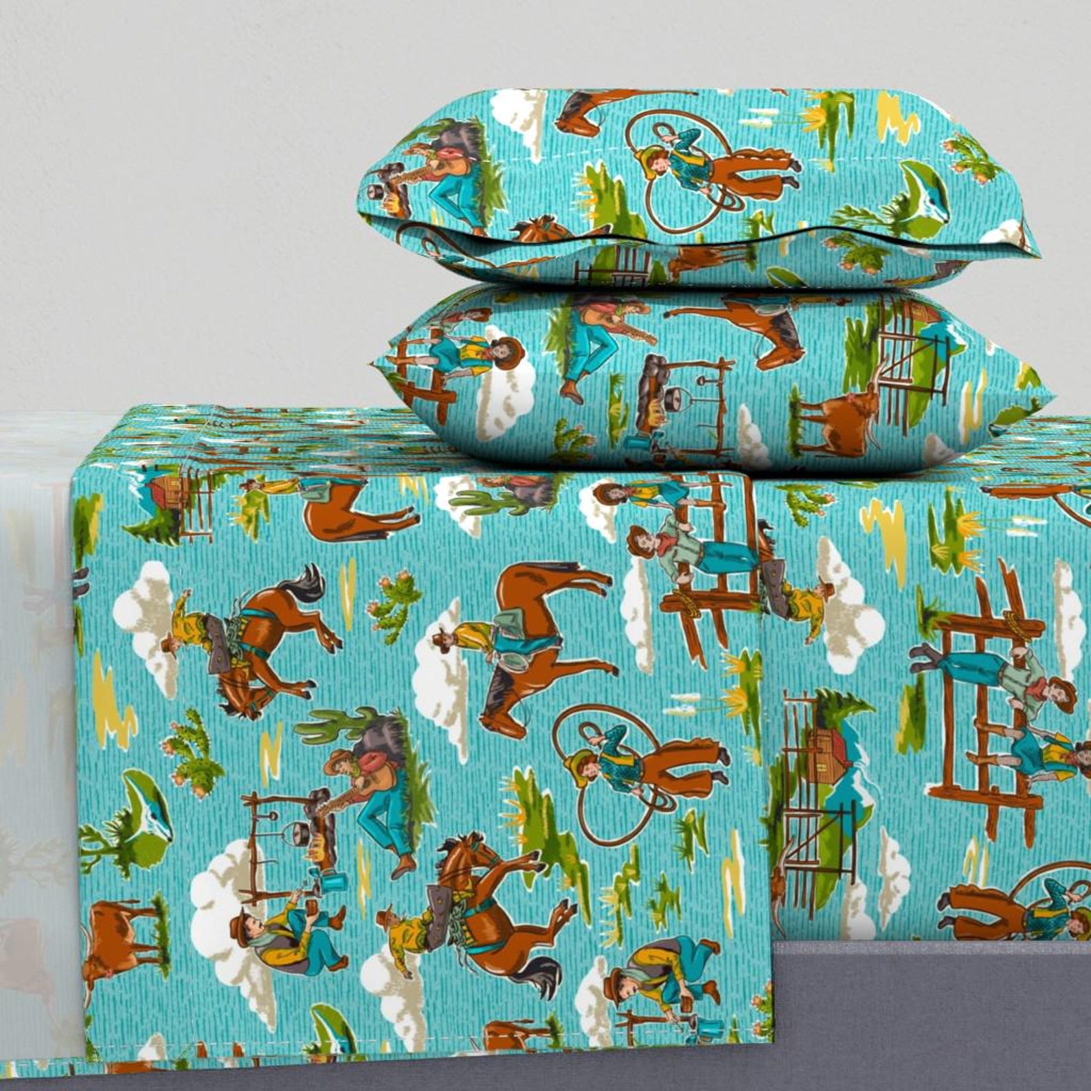 Rustic Country Sheets - Out West Teal by Vinpauld - Vintage Inspired ...