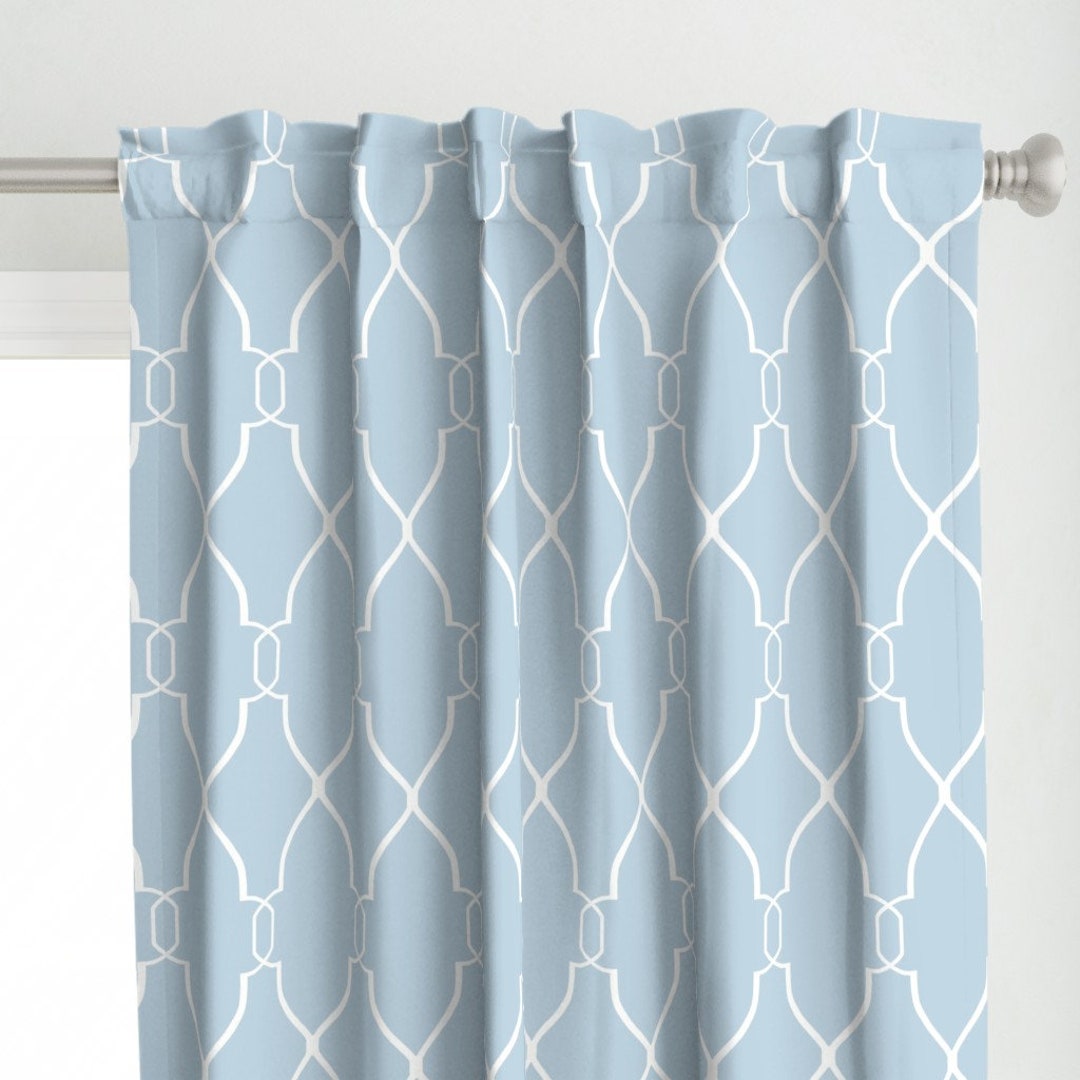 Light Blue Trellis Curtain Panel Blue Laura Trellis by ...
