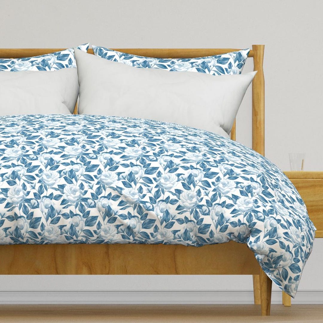 Romantic Blue Rose Bedding - Blue Roses by Gribanessa - Cottagecore ...