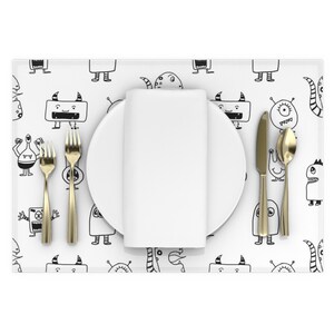 Little Monsters Placemats set of 2 Monsters Black and | Etsy