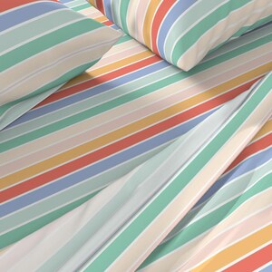 Pastel Stripe Sheets - Retro Rainbow Stripe by Indybloomdesign - Muted ...