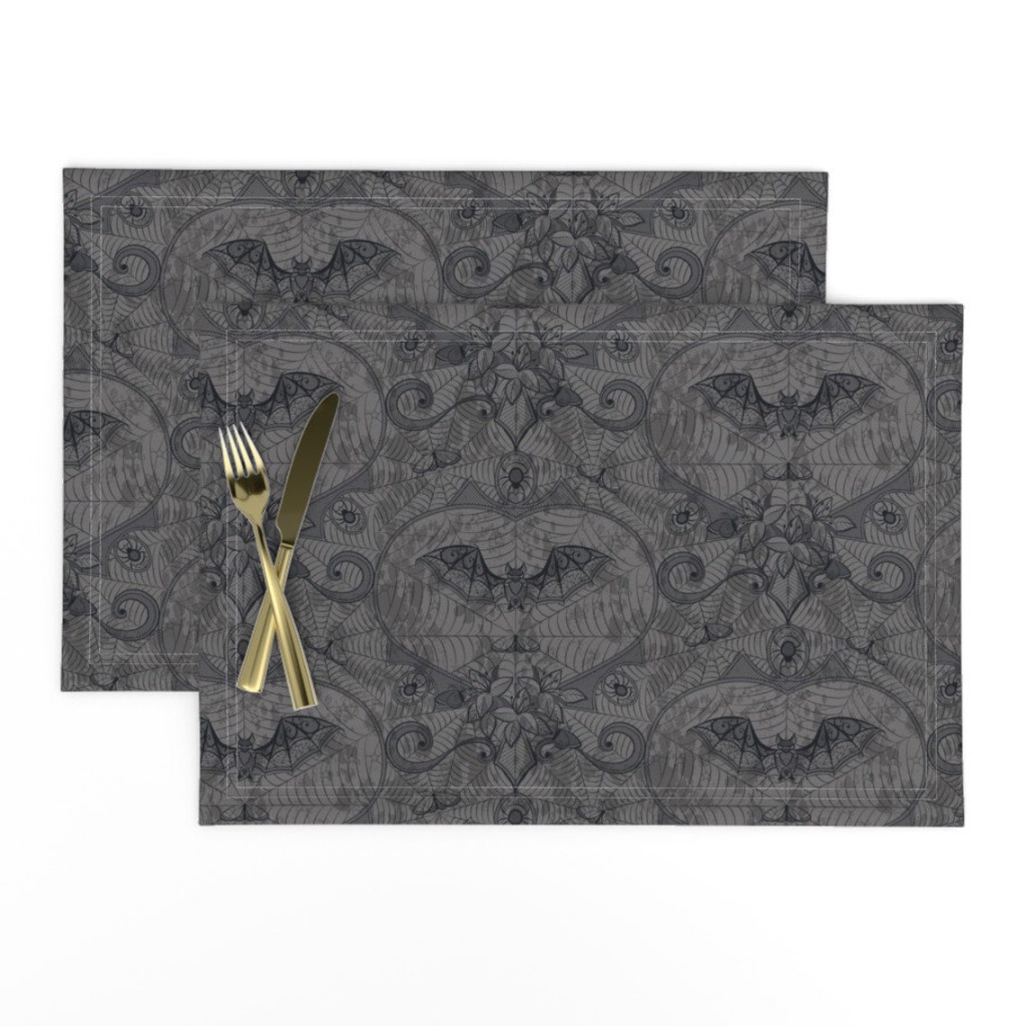 Goth Placemats set of 2 Gothic Lace Bats by Appleyards - Etsy