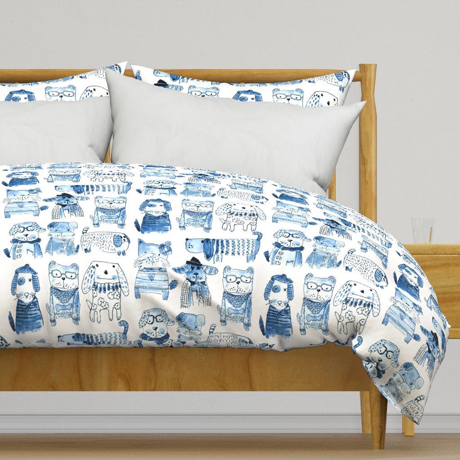 Dogs Bedding - Dog Blues by Mimipinto - Watercolor Animal Gender ...