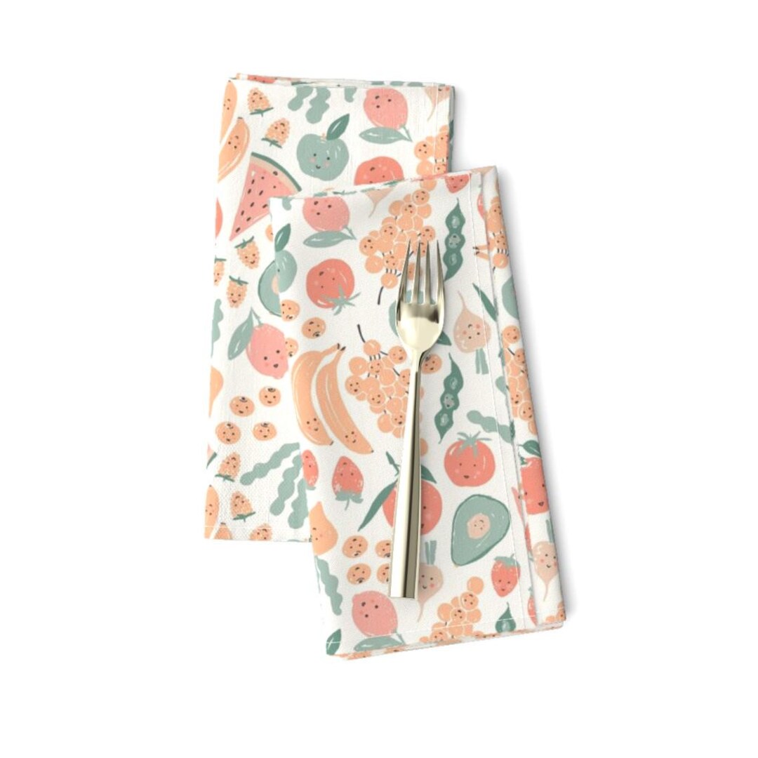 Cute Foods Dinner Napkins (set of 2) - Fruit and Veggies by Hufton ...