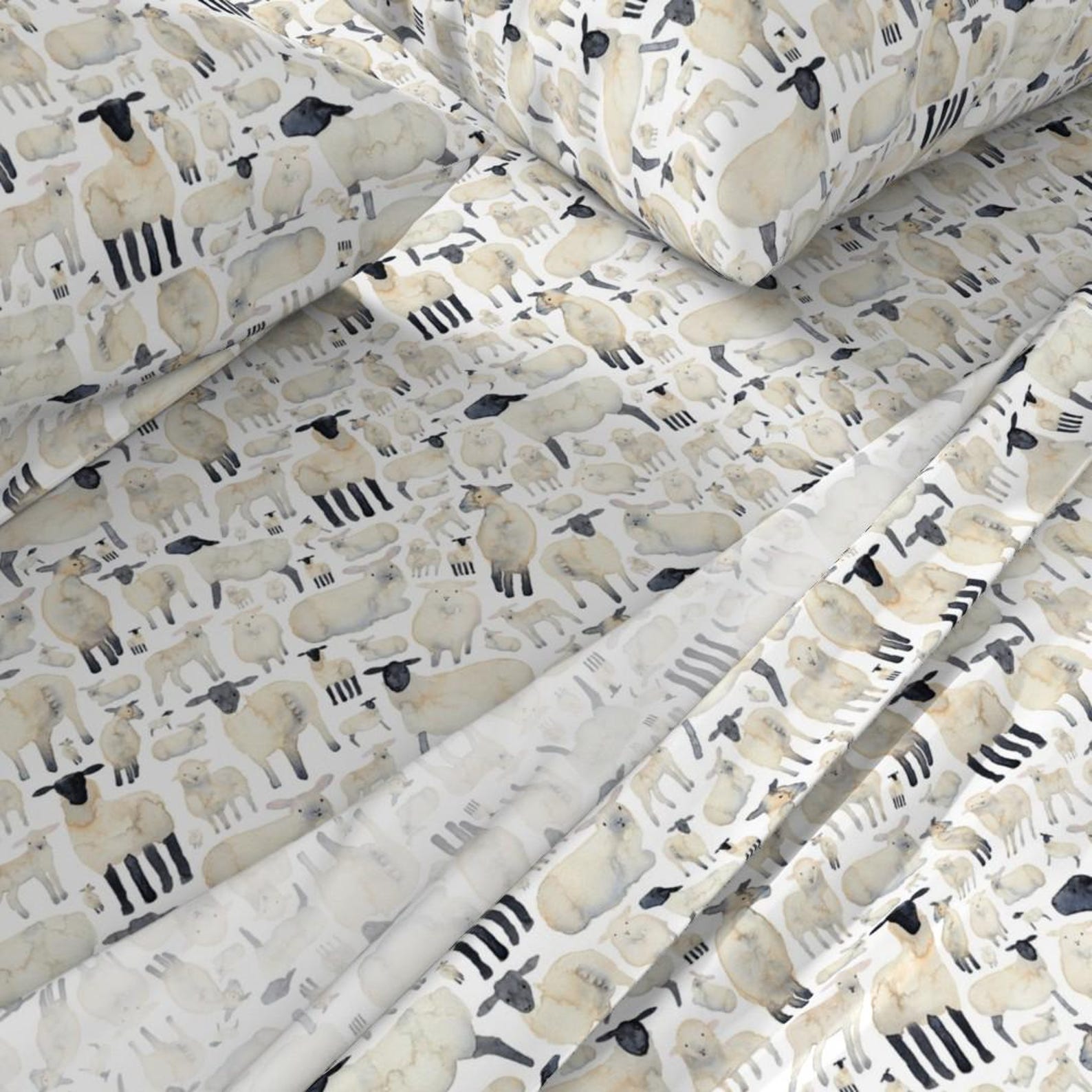 Sheep Sheets - Fluffy White Sheep by Elena_o'neill_illustration ...