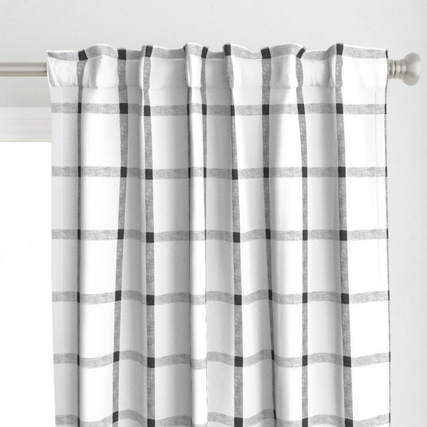 Black Windowpane Curtains - Etsy