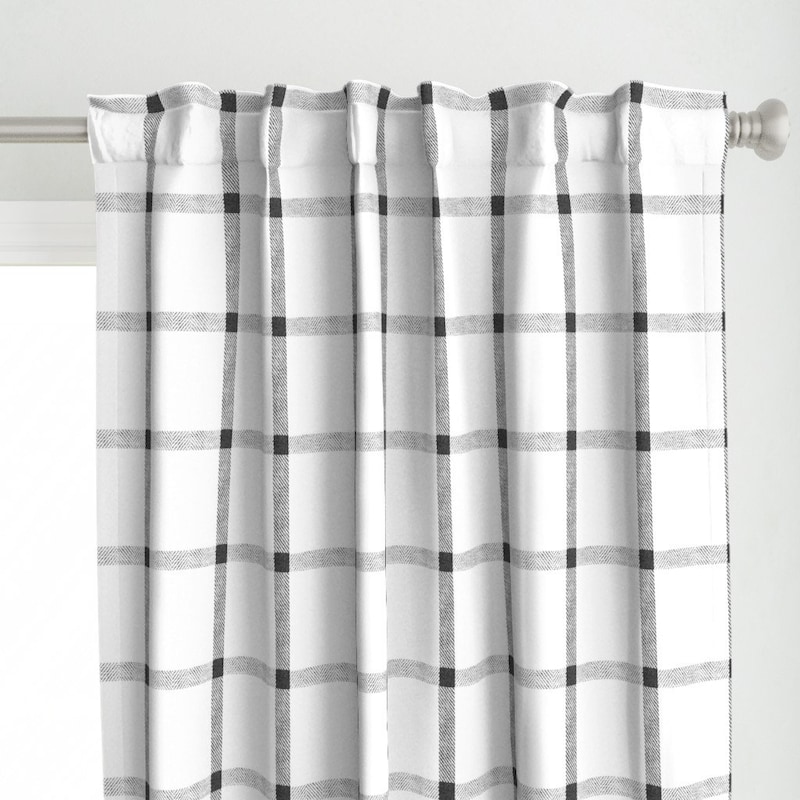 Black Windowpane Curtains - Etsy
