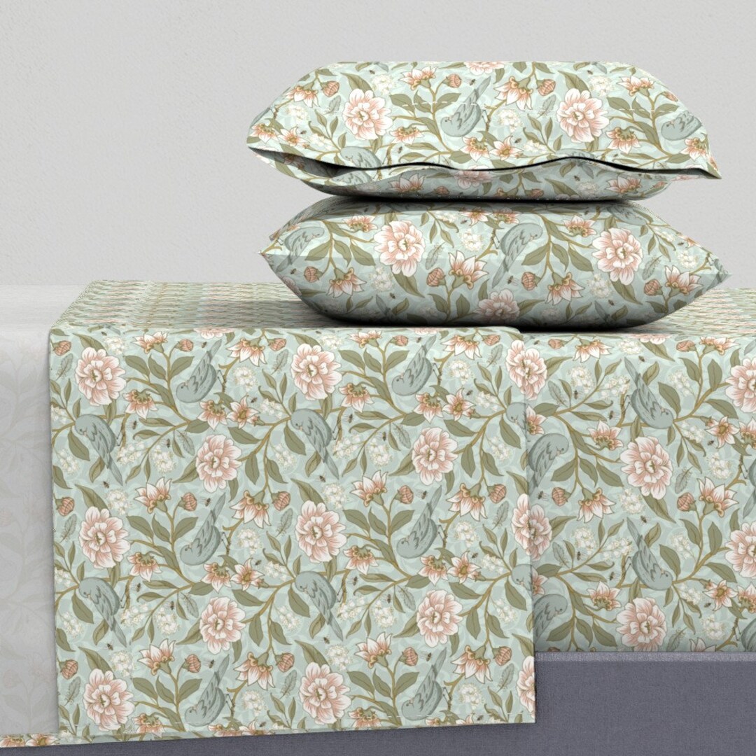 Flowers and Birds Sheets Victorian Floral by - Etsy