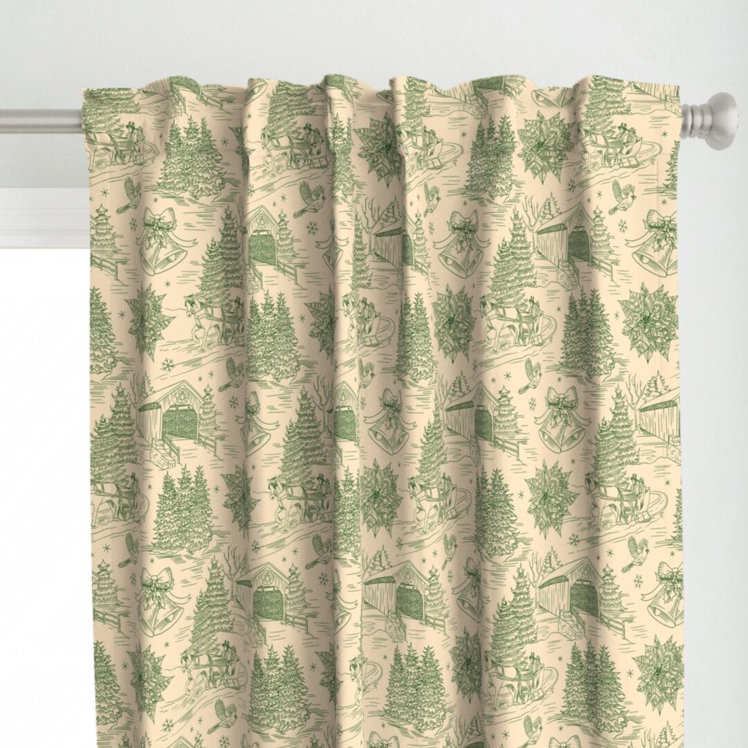 Christmas Trees Curtain Panel Sleigh Ride by - Etsy