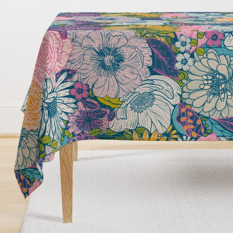 Pink Peony Tablecloth - Etsy