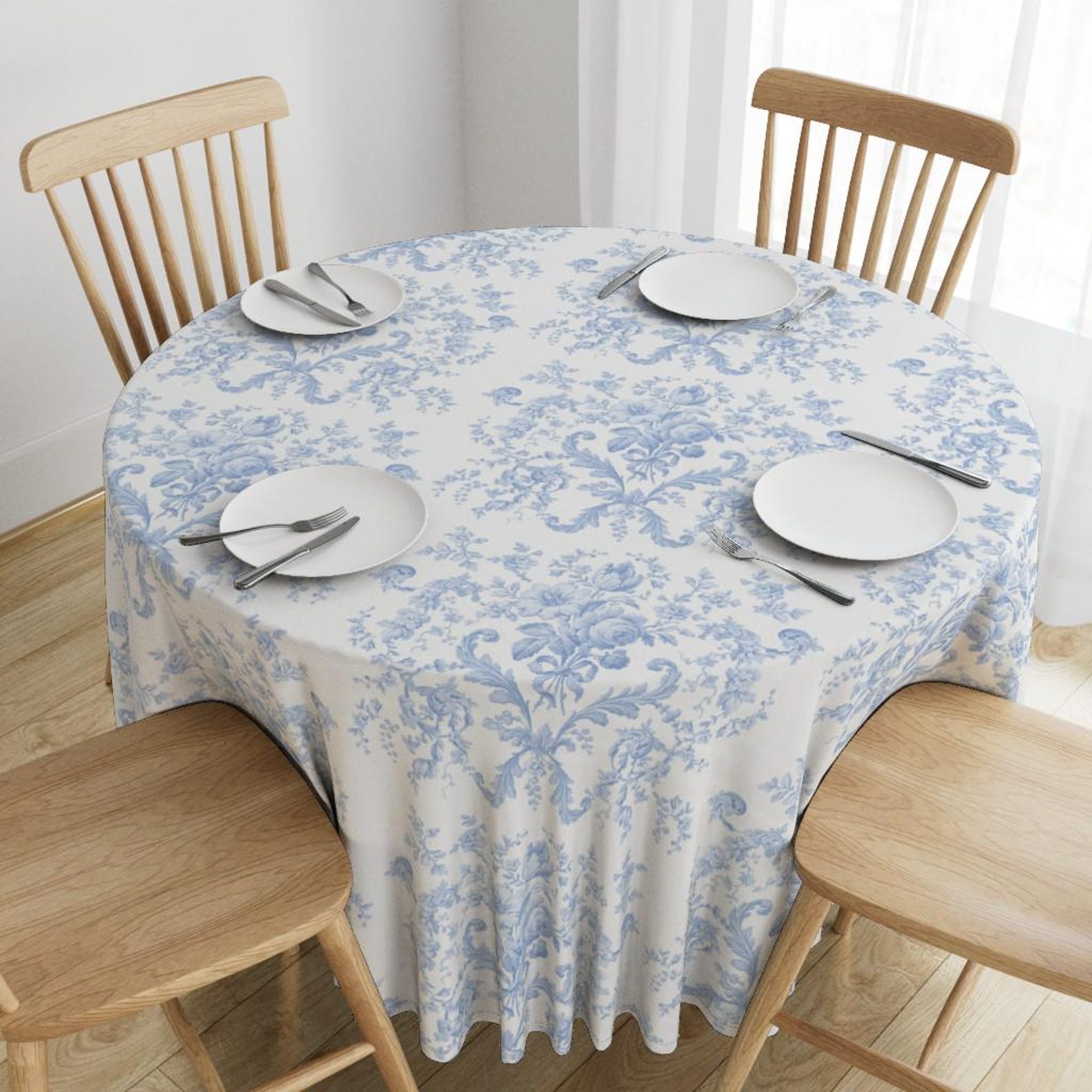 Grandmillennial Tablecloth - Faded Rococo White by Lilyoake ...