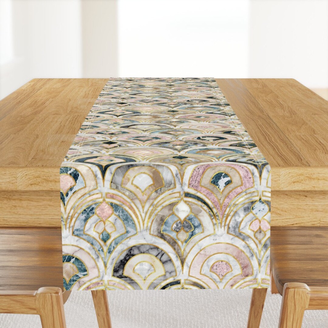 Art Deco Table Runner Marble Art Deco Soft Pastels by Micklyn Marble ...