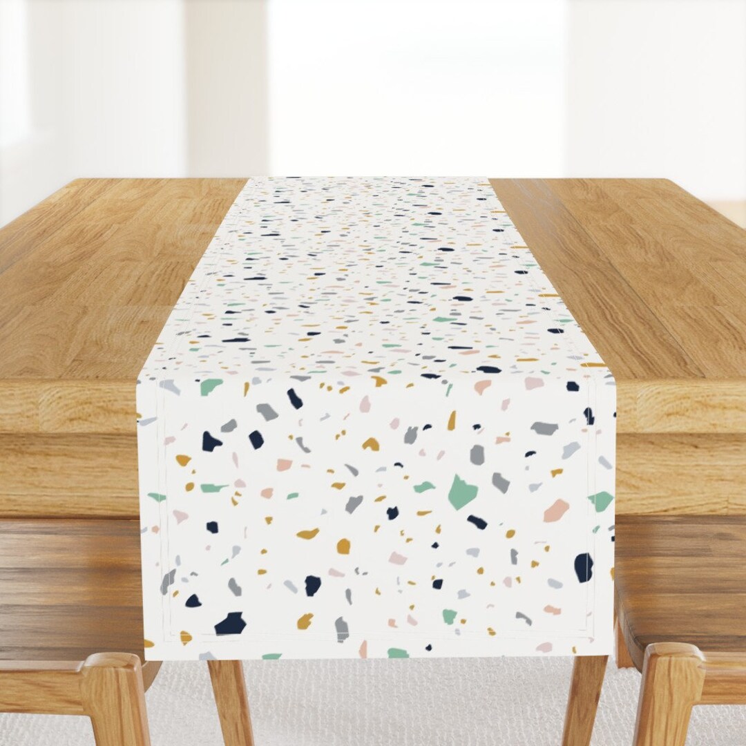 Retro Terrazzo Table Runner - Whimsical 80s Pop Large Scale Modern ...