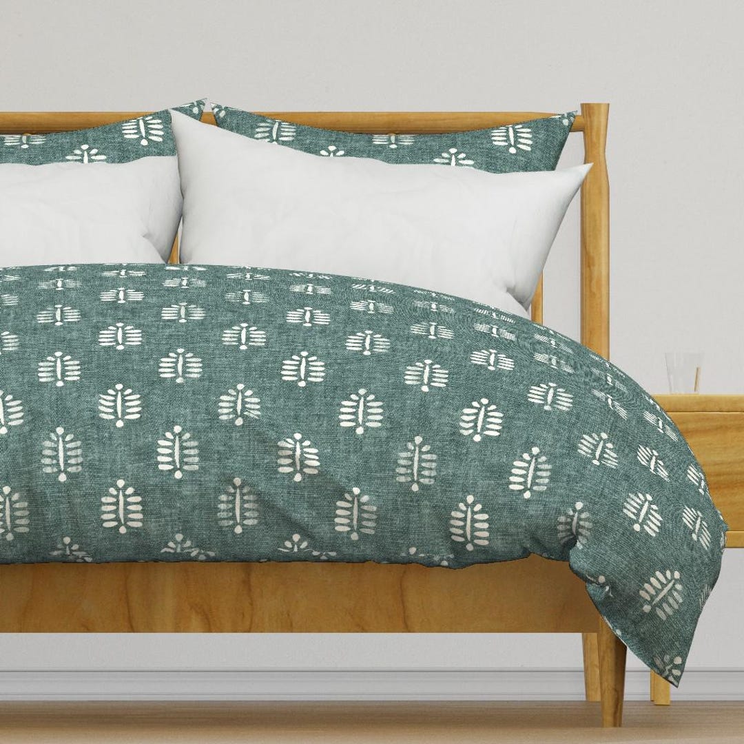 Bohemian Ferns Bedding - Block Print Fern on Jade by Littlearrowdecor ...