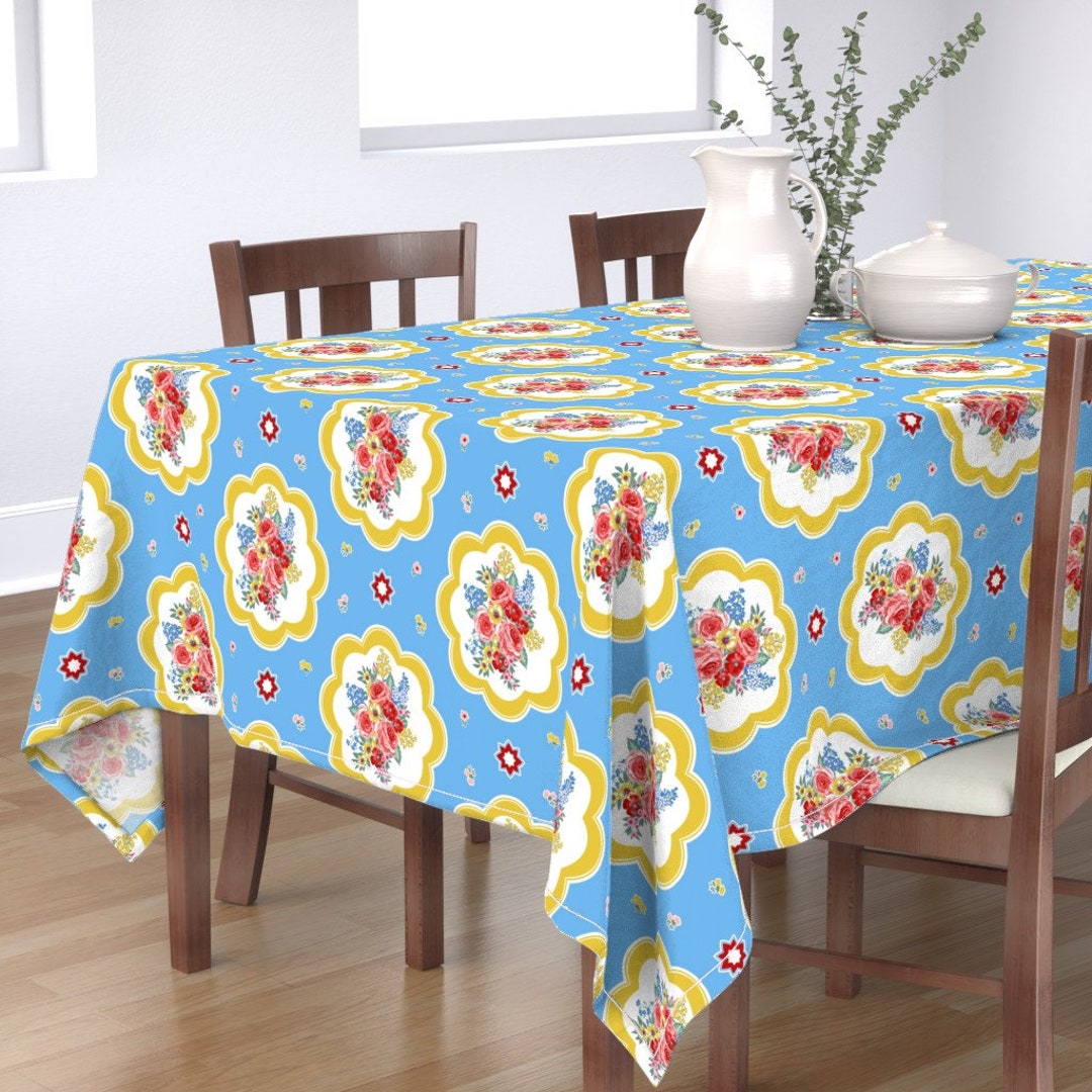 Cottagecore Tablecloth - Grandmother's Floral Yellow by Shellypenko ...