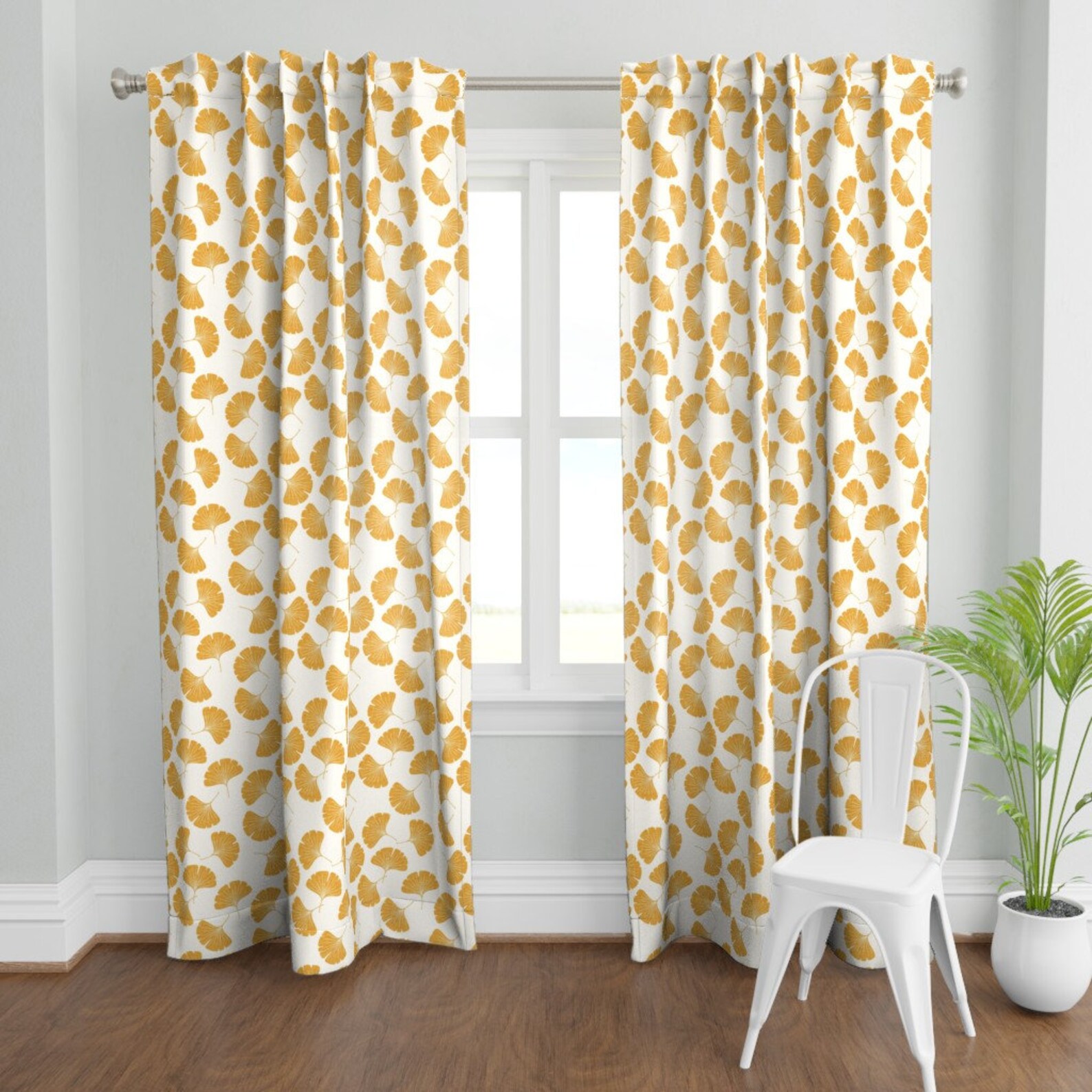 Autumn Ginkgo Curtain Panel Ginkgo Leaves Saffron by | Etsy