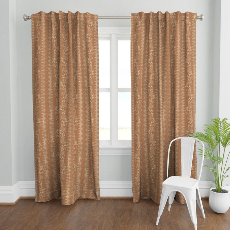 Block Print Curtain Panel - Indian Floral Border Print Traditional ...