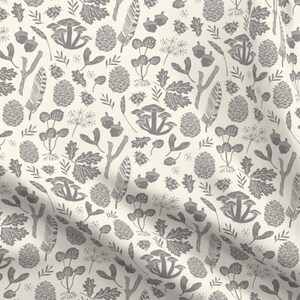 Acorns and Leaves Sheets - Grey and Cream Leaves by Andrea_lauren ...