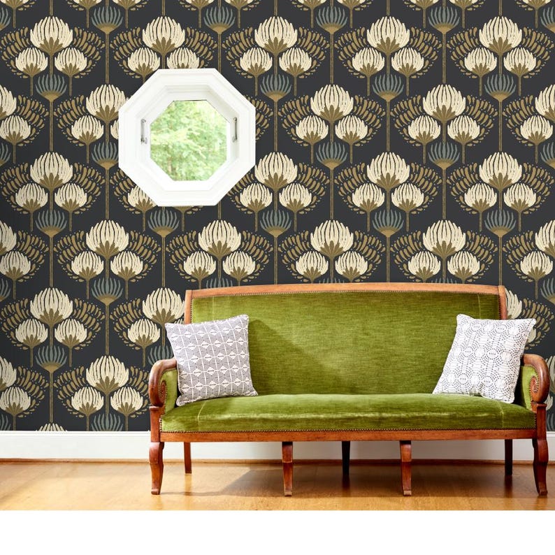 Hollywood Regency Non-pasted Wallpaper - 1920 Blossom Floral by Nancy ...