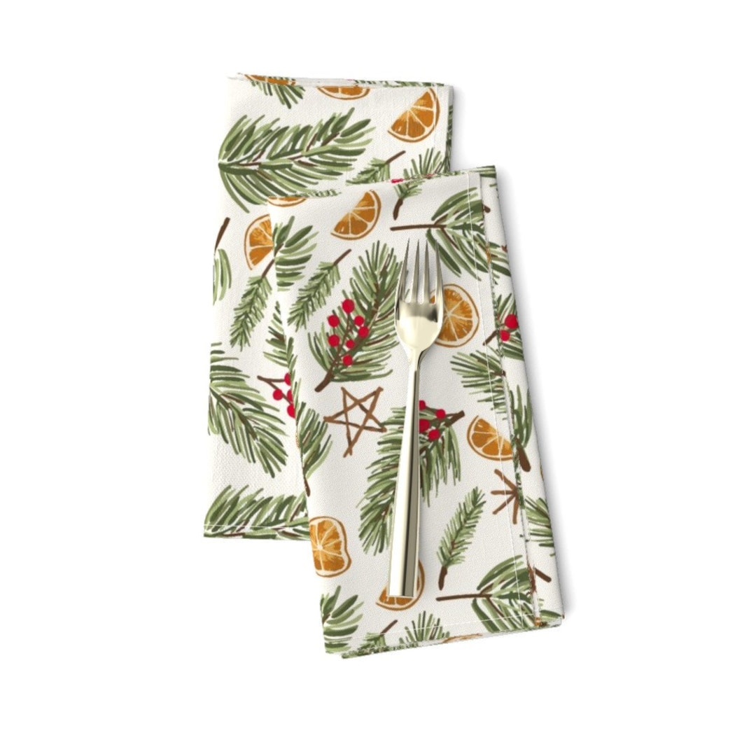 Winter Holiday Dinner Napkins set of 2 Festive Green - Etsy