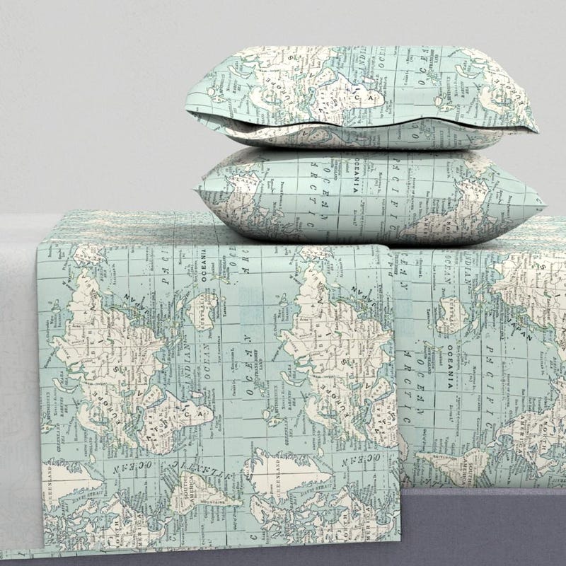World Map Bedding - Etsy
