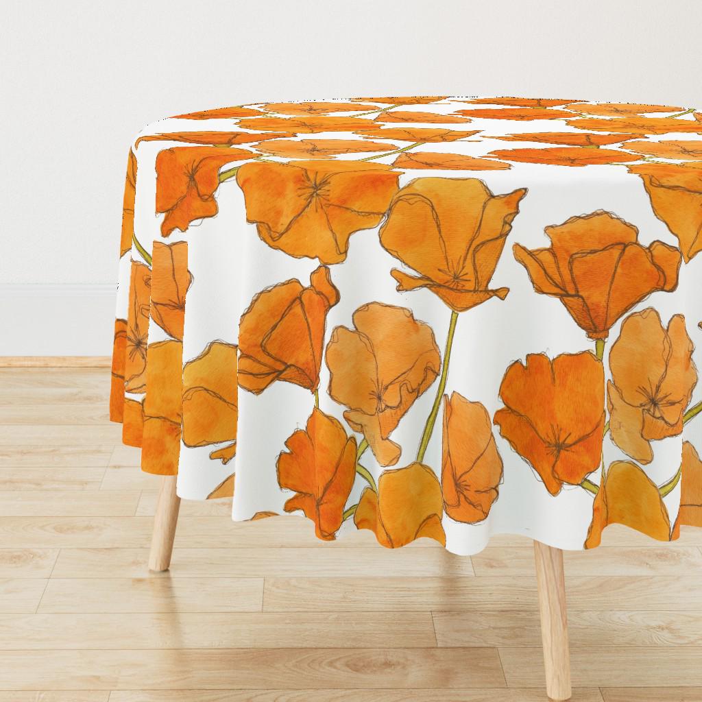 California Poppy Tablecloth - Poppy Large Scale by Studiodena ...