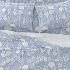 Nautical Seashell Sheets - Coastal Treasures by Kimsa - Coral Starfish ...