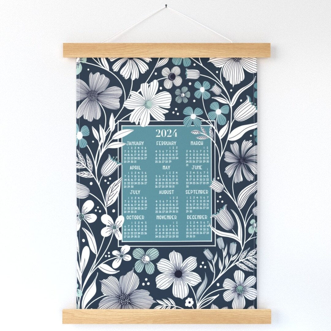 2024 Calendar Wall Hanging 2024 Garden Blooms by Kathryncole Tea Towel ...