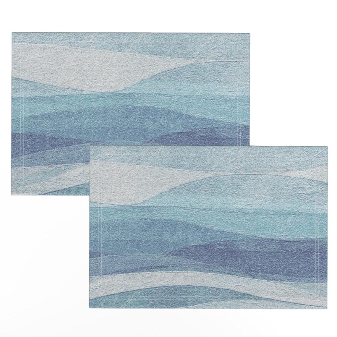 Abstract Ocean Wave Placemats Set of 2 - Coastal Nautical Modern ...