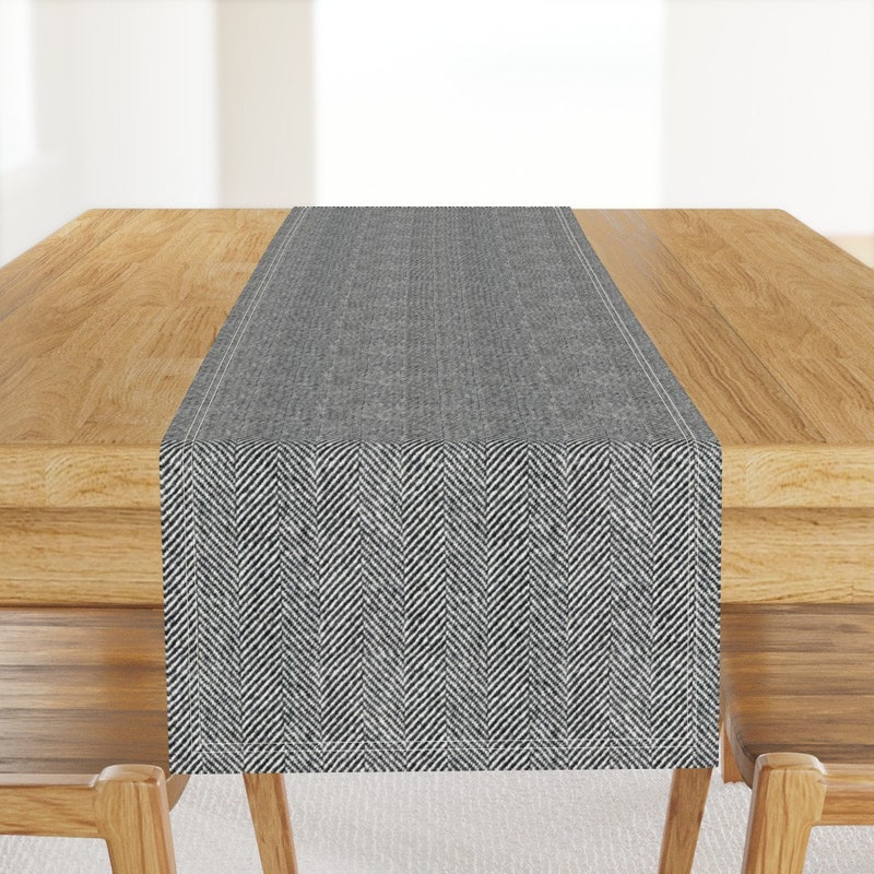 Gray Chevron Table Runner - Etsy