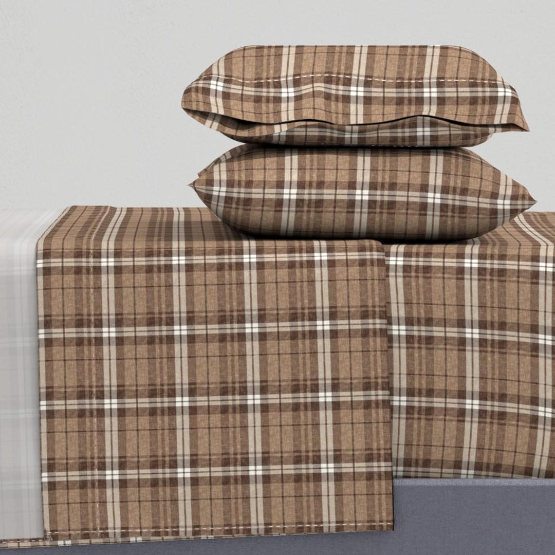 Neutral Plaid Sheets - Fall Plaid Brown by Littlearrowdecor - Fall ...
