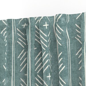 Dusty Blue Curtain Panel Mudcloth Arrow Stripes by - Etsy