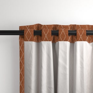 Geometric Diamond Curtain Panel - Rust Burnt Orange Modern Farmhouse ...